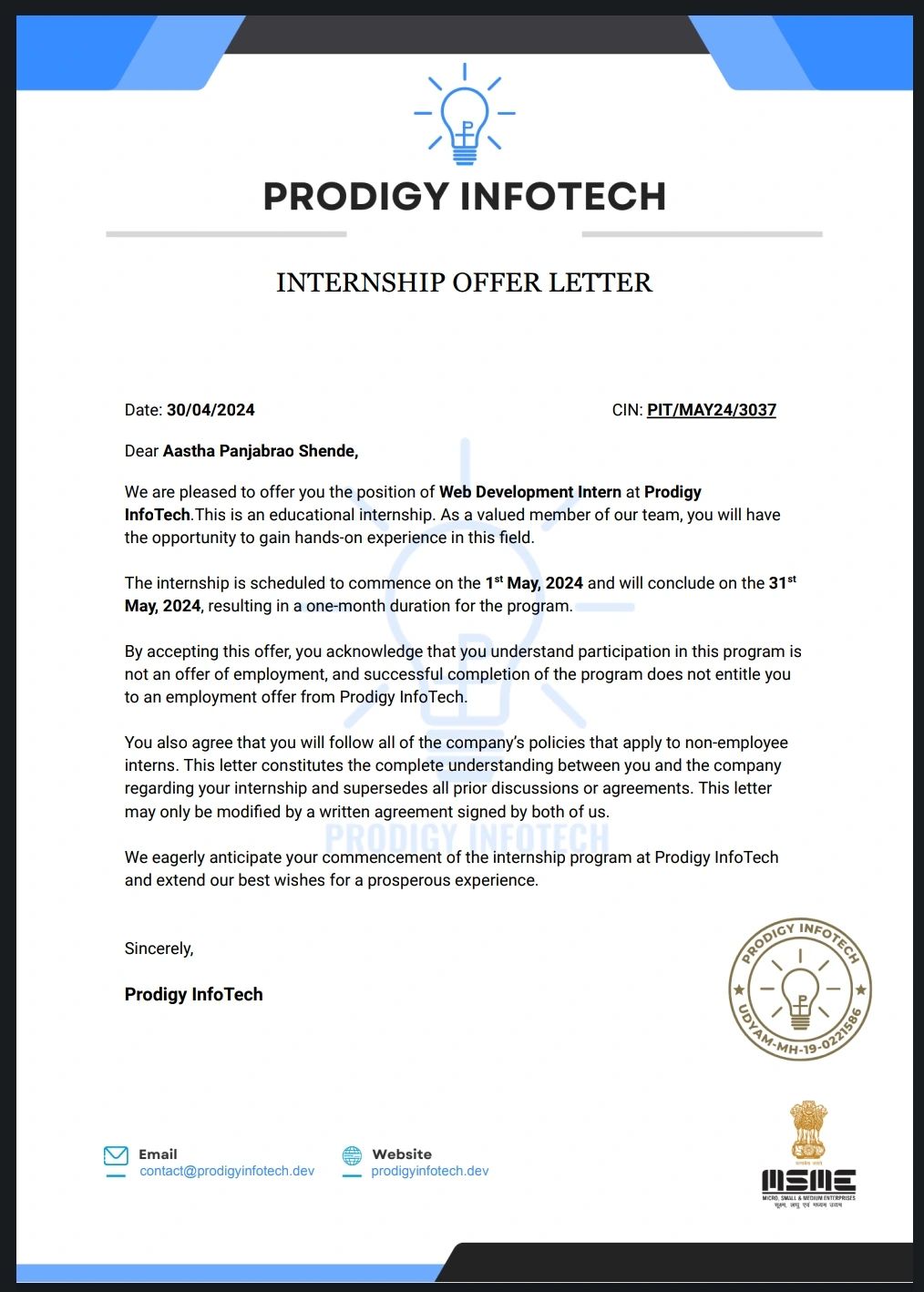 Aastha Shende on LinkedIn: #newbeginnings #webdevelopment #prodigyinfotech Aastha Shende on LinkedIn: #newbeginnings #webdevelopment #prodigyinfotech