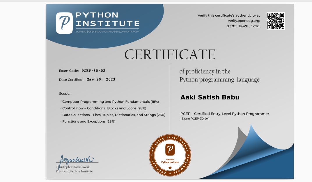 Aaki Satish Babu on LinkedIn: #python Aaki Satish Babu on LinkedIn: #python
