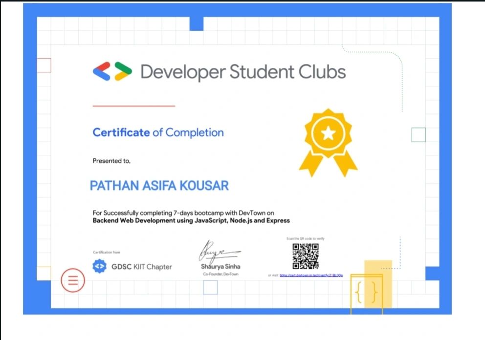 Pathan Asifa Kousar on LinkedIn: #devtown #devtown #backendwebdevelopment Pathan Asifa Kousar on LinkedIn: #devtown #devtown #backendwebdevelopment