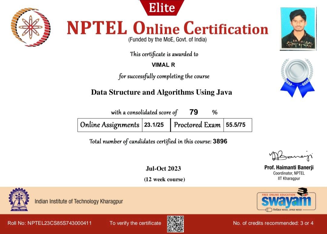 Vimal R on LinkedIn: #nptel Vimal R on LinkedIn: #nptel