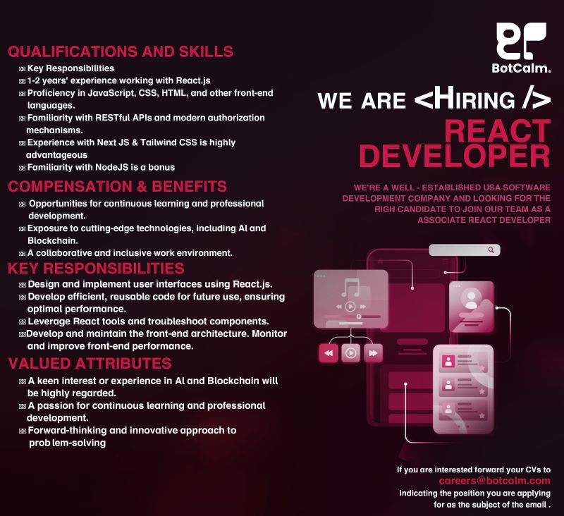 Bot Calm on LinkedIn: #hiring #reactjs #reactdeveloper Bot Calm on LinkedIn: #hiring #reactjs #reactdeveloper