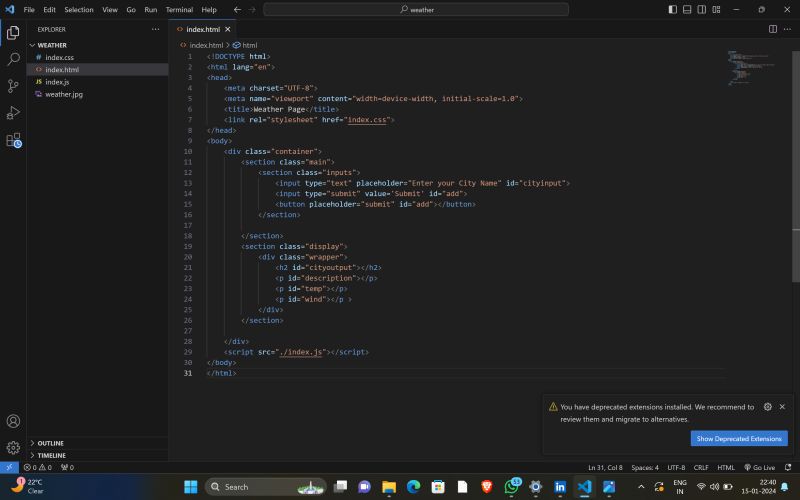 Sathwik Ambati on LinkedIn: Completed building Weather App using HTML ... Sathwik Ambati on LinkedIn: Completed building Weather App using HTML ...