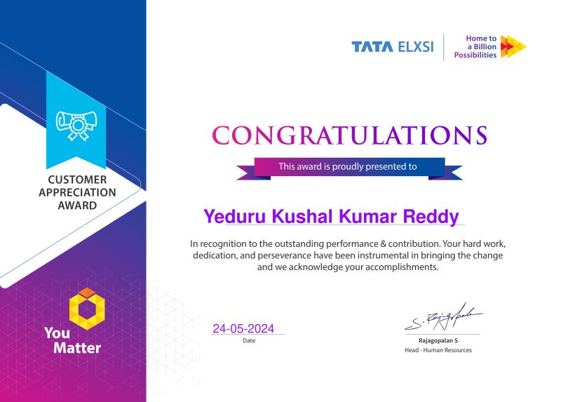 Yeduru Kushal Kumar Reddy on LinkedIn: #tataelxsi Yeduru Kushal Kumar Reddy on LinkedIn: #tataelxsi
