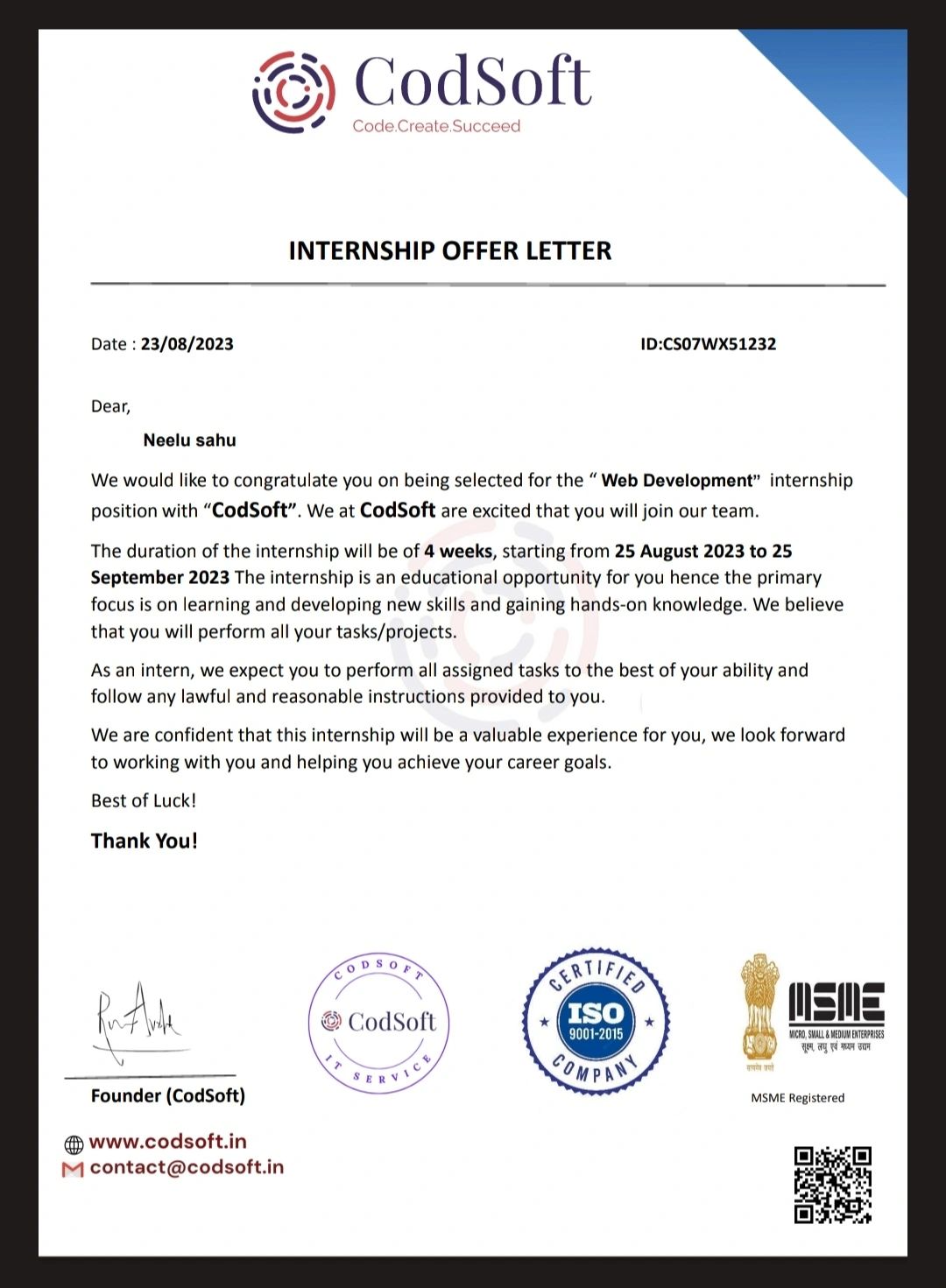 Er. Neelu Sahu on LinkedIn: #codsoftinternship #codsoft Er. Neelu Sahu on LinkedIn: #codsoftinternship #codsoft