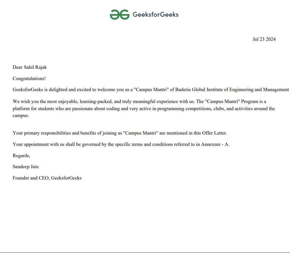 Sahil Rajak on LinkedIn: #gfgcampusmantri #codingcommunity #dsa # ... Sahil Rajak on LinkedIn: #gfgcampusmantri #codingcommunity #dsa # ...