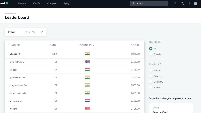 Christal Selvin on LinkedIn: #python #coding #hackerrank #leaderboard # ... Christal Selvin on LinkedIn: #python #coding #hackerrank #leaderboard # ...
