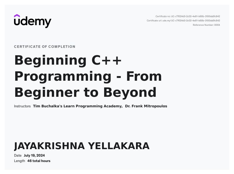Jayakrishna Yellakara on LinkedIn: #cplusplus #programming #udemy # ... Jayakrishna Yellakara on LinkedIn: #cplusplus #programming #udemy # ...