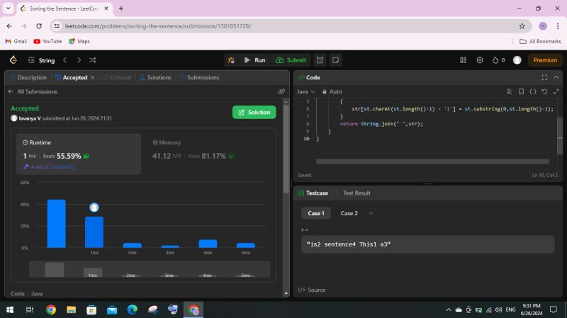 LAVANYA V on LinkedIn: #100daysofleetcode #1859_sorting_the_sentence # ... LAVANYA V on LinkedIn: #100daysofleetcode #1859_sorting_the_sentence # ...
