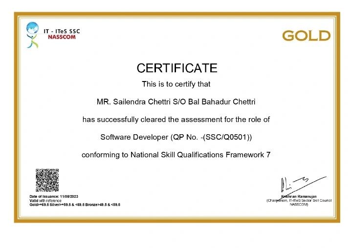 Sailendra Chettri on LinkedIn: #college #certificate #softwaredeveloper Sailendra Chettri on LinkedIn: #college #certificate #softwaredeveloper