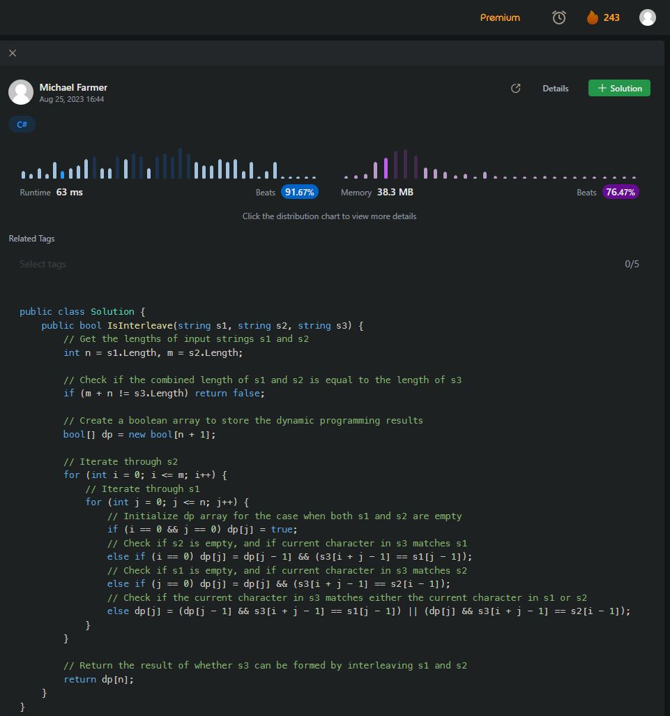 Michael Farmer on LinkedIn: Day 243 of Daily LeetCode | 97 ... Michael Farmer on LinkedIn: Day 243 of Daily LeetCode | 97 ...