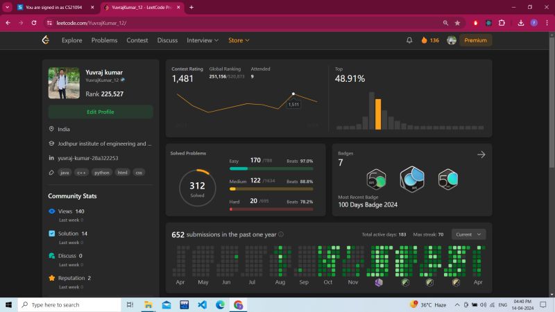 Yuvraj Kumar on LinkedIn: #consistency #100daysofcode ... Yuvraj Kumar on LinkedIn: #consistency #100daysofcode ...