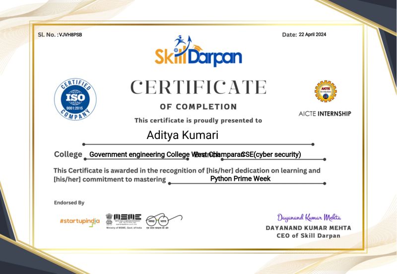 Aditya Kumari on LinkedIn: Skill Darpan Python Prime Week Aditya Kumari on LinkedIn: Skill Darpan Python Prime Week