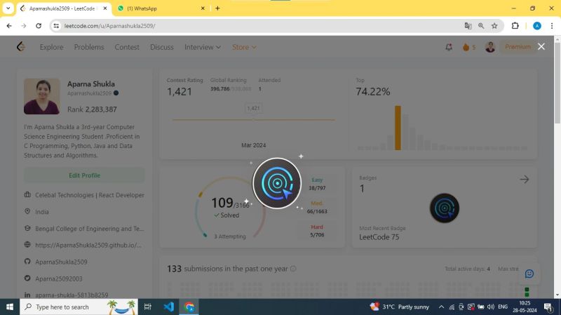 Aparna Shukla on LinkedIn: #leetcode #coding #programming #achievement ... Aparna Shukla on LinkedIn: #leetcode #coding #programming #achievement ...