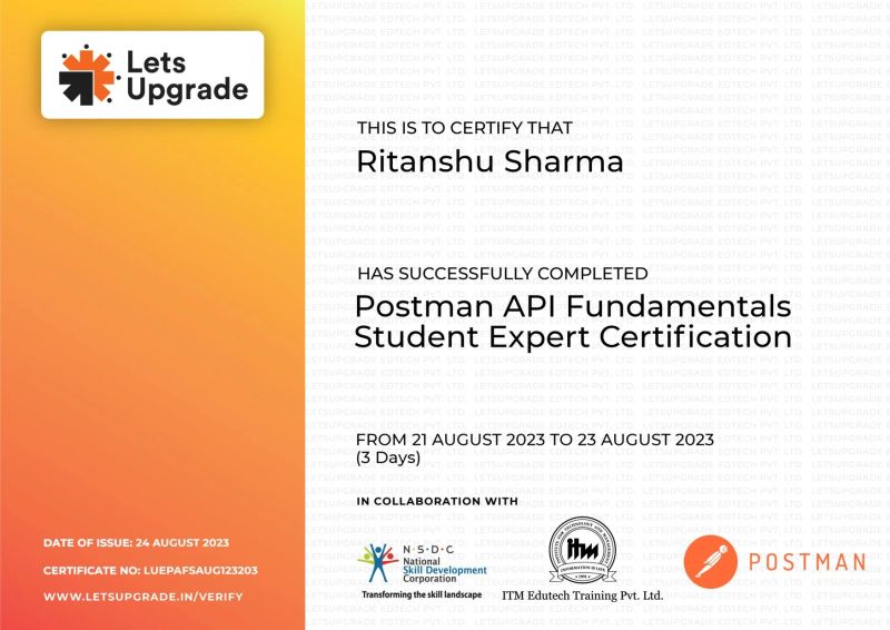 Ritanshu Sharma on LinkedIn: #postmanstudent Ritanshu Sharma on LinkedIn: #postmanstudent
