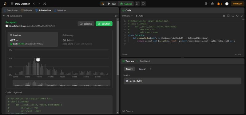 Day 46 of LeetCode Challenge: Remove nodes from linked lists | Manoj ... Day 46 of LeetCode Challenge: Remove nodes from linked lists | Manoj ...