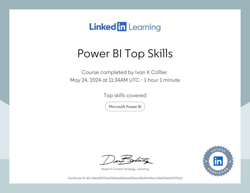 Ivan K Collier on LinkedIn: Certificate of Completion Ivan K Collier on LinkedIn: Certificate of Completion