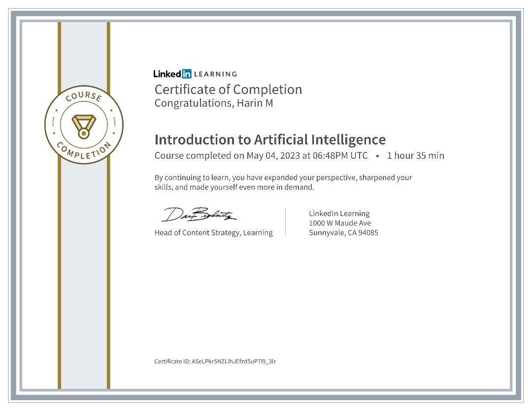 Harin M. on LinkedIn: #ai #linkedinlearning #linkedin Harin M. on LinkedIn: #ai #linkedinlearning #linkedin