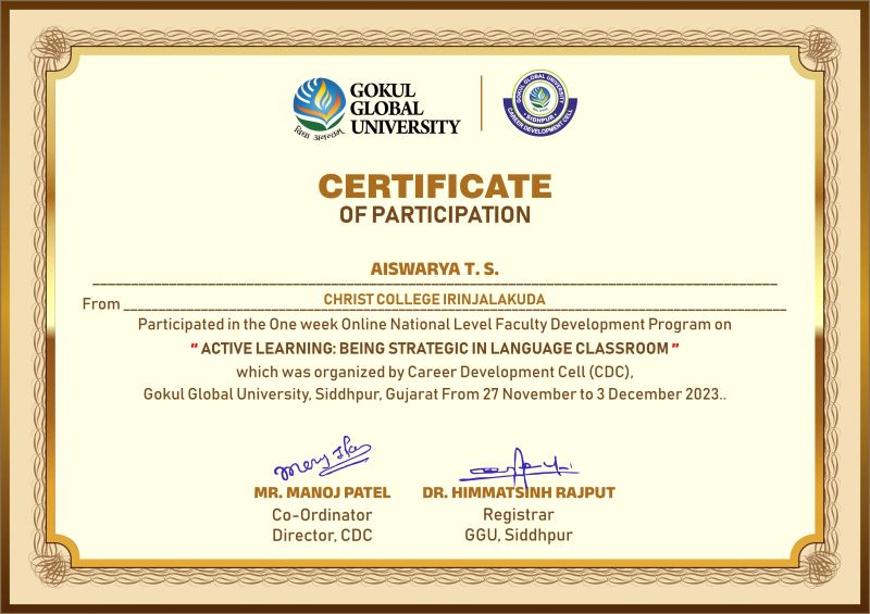 Aiswarya T S on LinkedIn: Delighted to share my accomplishment of ... Aiswarya T S on LinkedIn: Delighted to share my accomplishment of ...