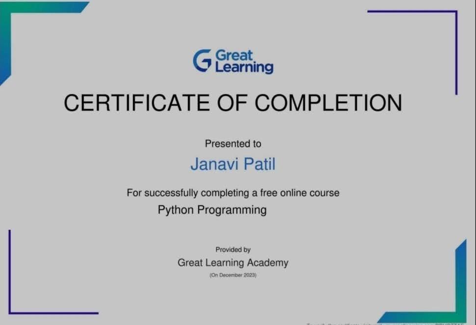 Janavi Patil on LinkedIn: python programming certificate Janavi Patil on LinkedIn: python programming certificate