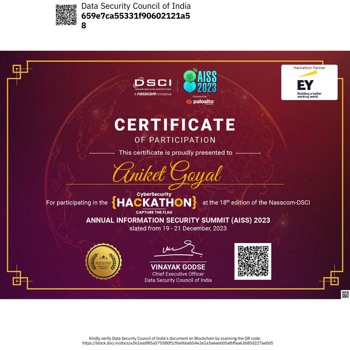 Aniket Goyal on LinkedIn: #cybersecurity #hacking #dsci #ey #aiss2023 # ... Aniket Goyal on LinkedIn: #cybersecurity #hacking #dsci #ey #aiss2023 # ...