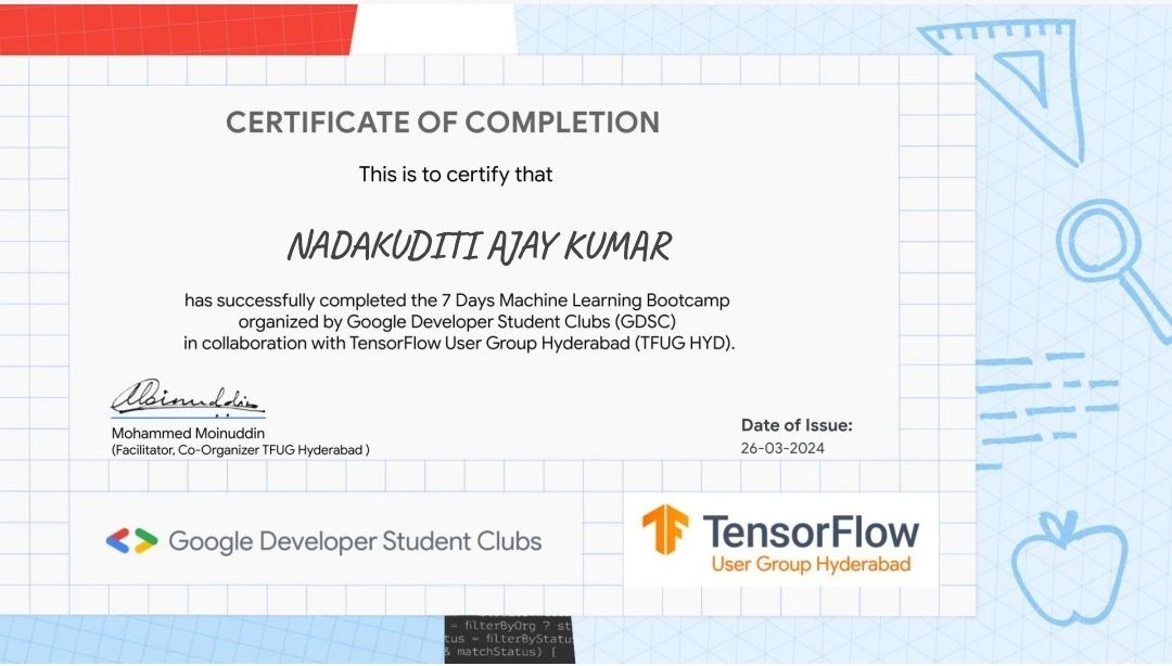 NADAKUDITI AJAY KUMAR on LinkedIn: #machinelearning #tensorflow #gdsc # ... NADAKUDITI AJAY KUMAR on LinkedIn: #machinelearning #tensorflow #gdsc # ...