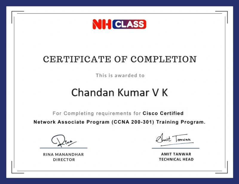 Completed CISCO CNA certification | Chandan Gowda posted on the topic ... Completed CISCO CNA certification | Chandan Gowda posted on the topic ...