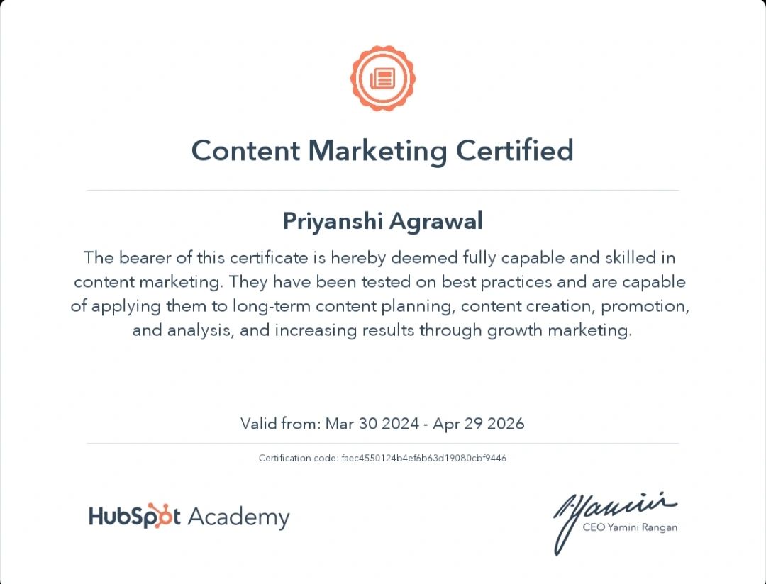 Priyanshi Agrawal on LinkedIn: #hubspot #contentmarketing Priyanshi Agrawal on LinkedIn: #hubspot #contentmarketing