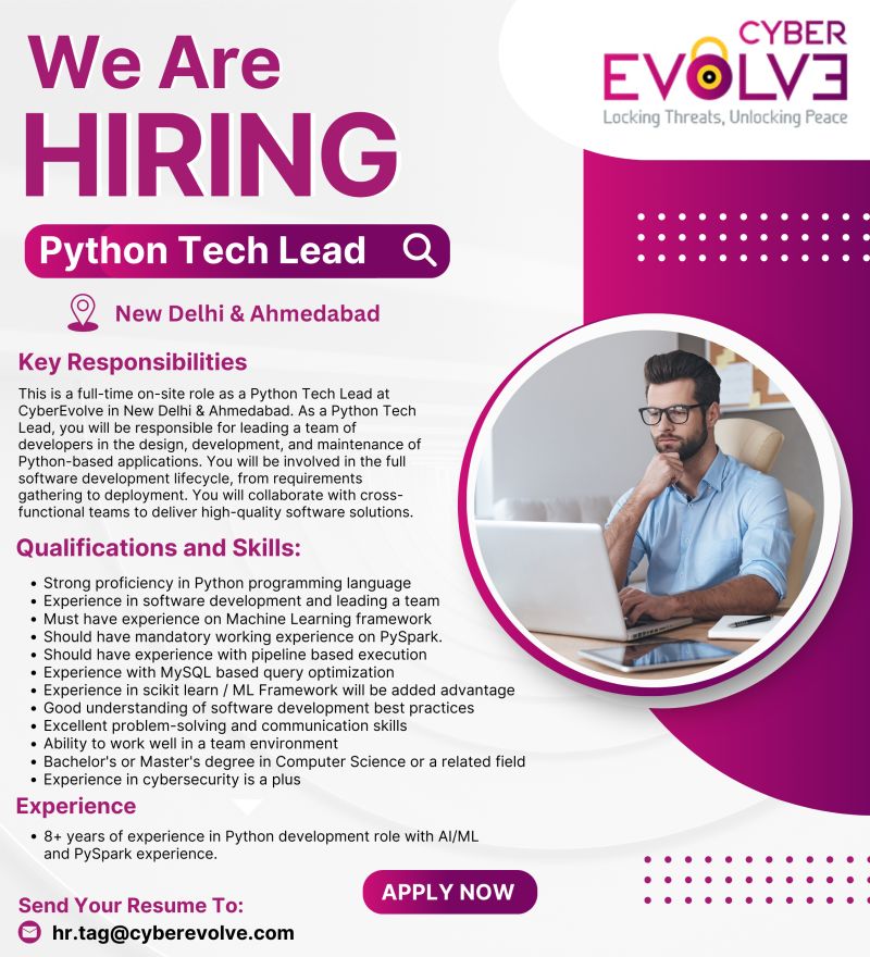 CyberEvolve on LinkedIn: #hiring #pythontechlead #techjobs #joinourteam ... CyberEvolve on LinkedIn: #hiring #pythontechlead #techjobs #joinourteam ...
