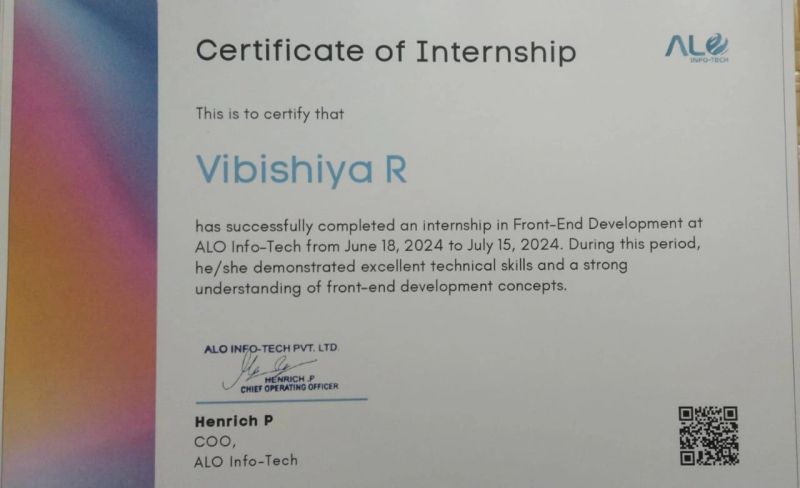 Vibishiya. R on LinkedIn: I'm excited to share that I've received an ... Vibishiya. R on LinkedIn: I'm excited to share that I've received an ...