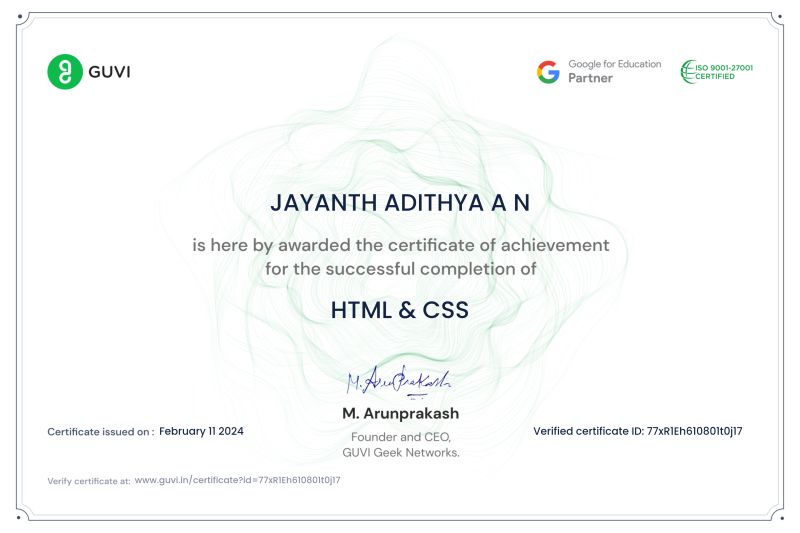 JAYANTH ADITHYA on LinkedIn: #html5 #css #webdevelopment #guvi # ... JAYANTH ADITHYA on LinkedIn: #html5 #css #webdevelopment #guvi # ...
