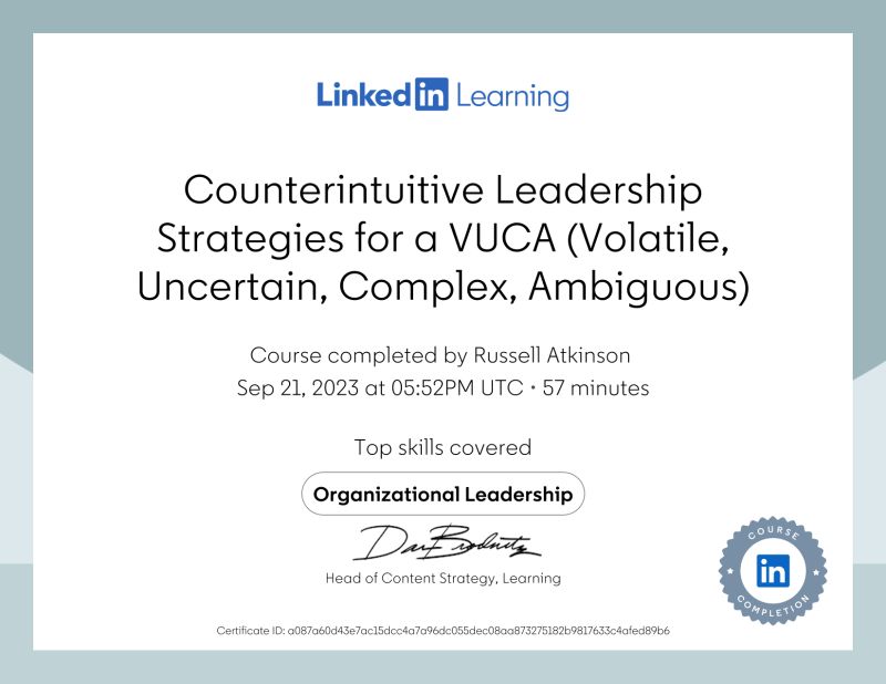 Russell Atkinson on LinkedIn: Certificate of Completion Russell Atkinson on LinkedIn: Certificate of Completion