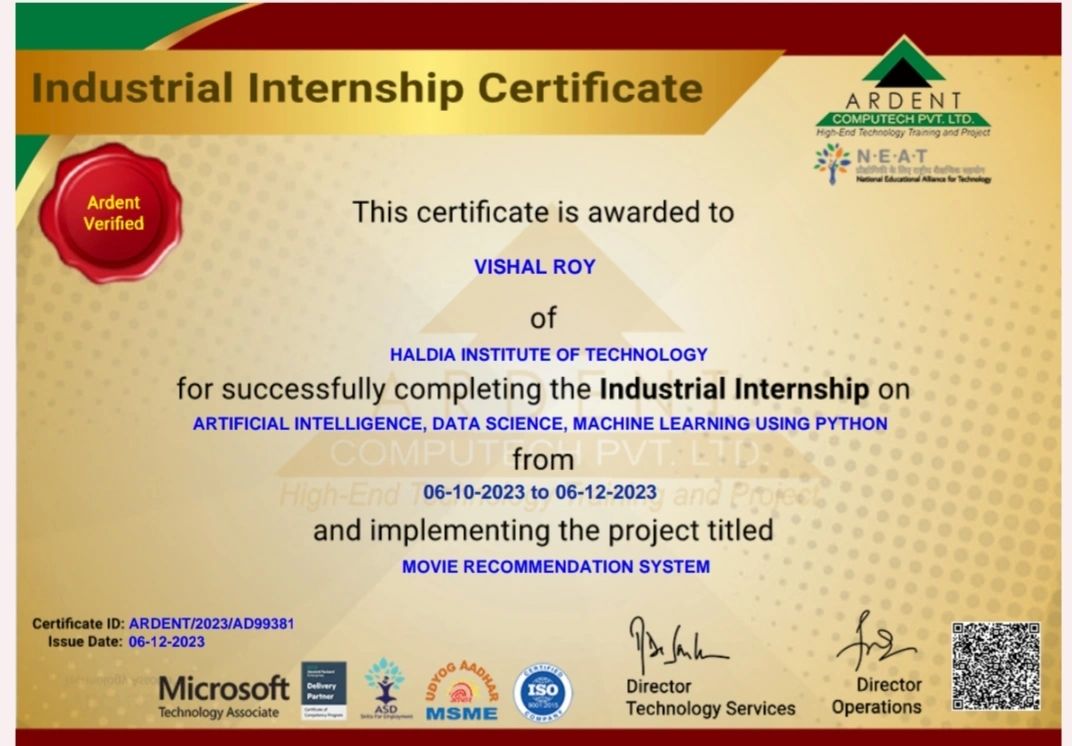 Vishal Roy on LinkedIn: #machinelearning #python #internship #ai # ... Vishal Roy on LinkedIn: #machinelearning #python #internship #ai # ...