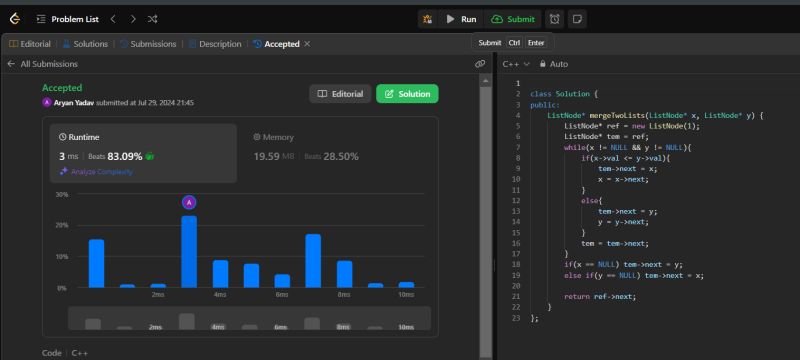 Aryan Yadav on LinkedIn: 🚀 Day 59 of 100: LeetCode Challenge - Merge ... Aryan Yadav on LinkedIn: 🚀 Day 59 of 100: LeetCode Challenge - Merge ...