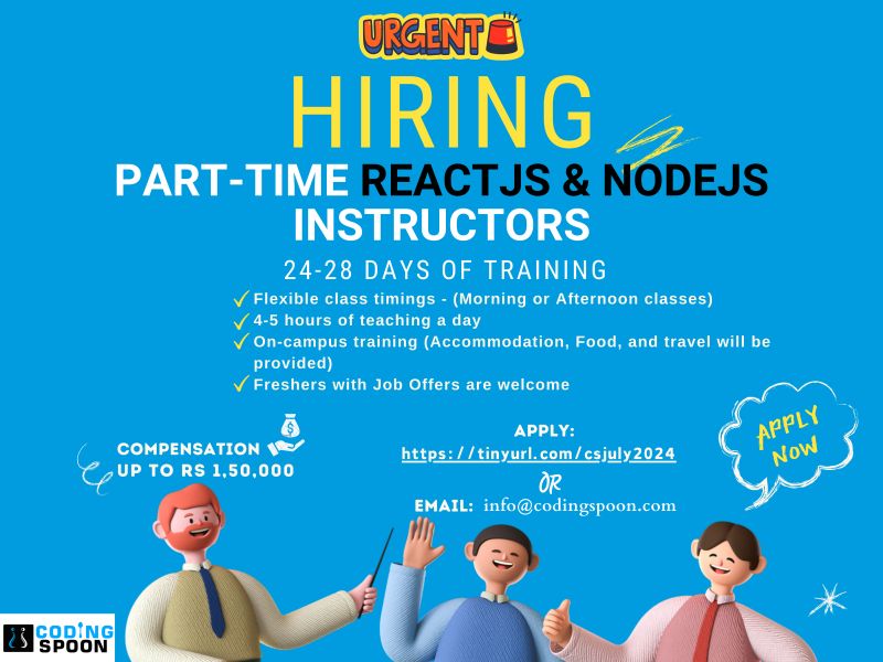 Coding Spoon on LinkedIn: #hiring #reactjs #nodejs #mern #instructor # ... Coding Spoon on LinkedIn: #hiring #reactjs #nodejs #mern #instructor # ...
