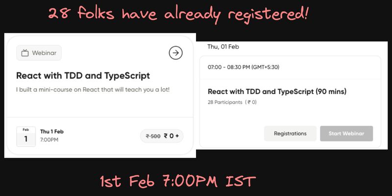 Free webinar on React with TypeScript and TDD | Hruthik Reddy posted on ... Free webinar on React with TypeScript and TDD | Hruthik Reddy posted on ...