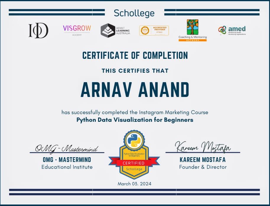 Arnav Anand on LinkedIn: 🚀 Exciting News! 🚀 🎉 Just Completed Python ... Arnav Anand on LinkedIn: 🚀 Exciting News! 🚀 🎉 Just Completed Python ...