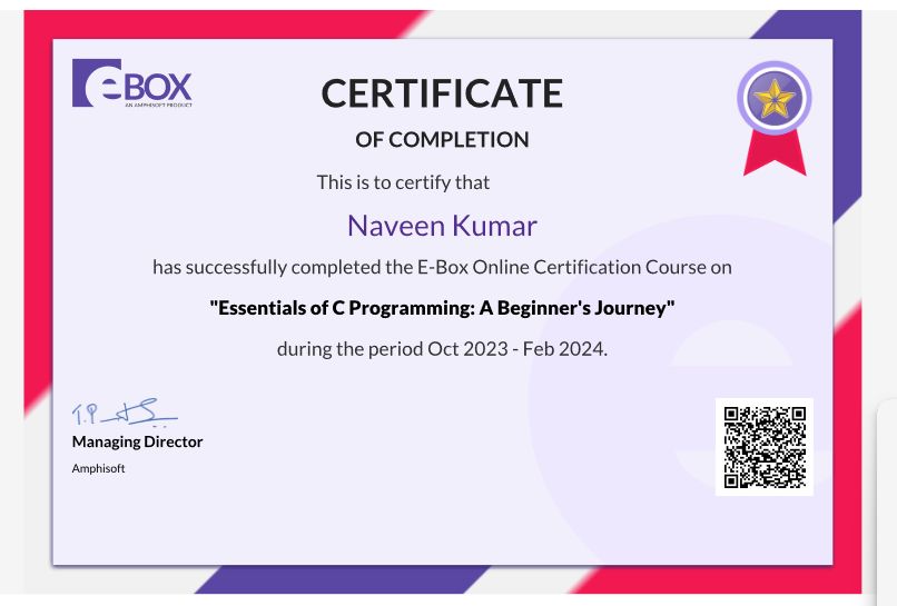 Naveen Kumar M on LinkedIn: #cprogramming #certification #techskills # ... Naveen Kumar M on LinkedIn: #cprogramming #certification #techskills # ...