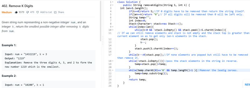 Saket Nigam on LinkedIn: DAY 6: LEETCODE : REMOVE K DIGITS. Saket Nigam on LinkedIn: DAY 6: LEETCODE : REMOVE K DIGITS.