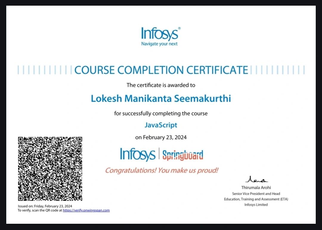 Lokesh Manikanta Seemakurthi on LinkedIn: #connections #javascript # ... Lokesh Manikanta Seemakurthi on LinkedIn: #connections #javascript # ...
