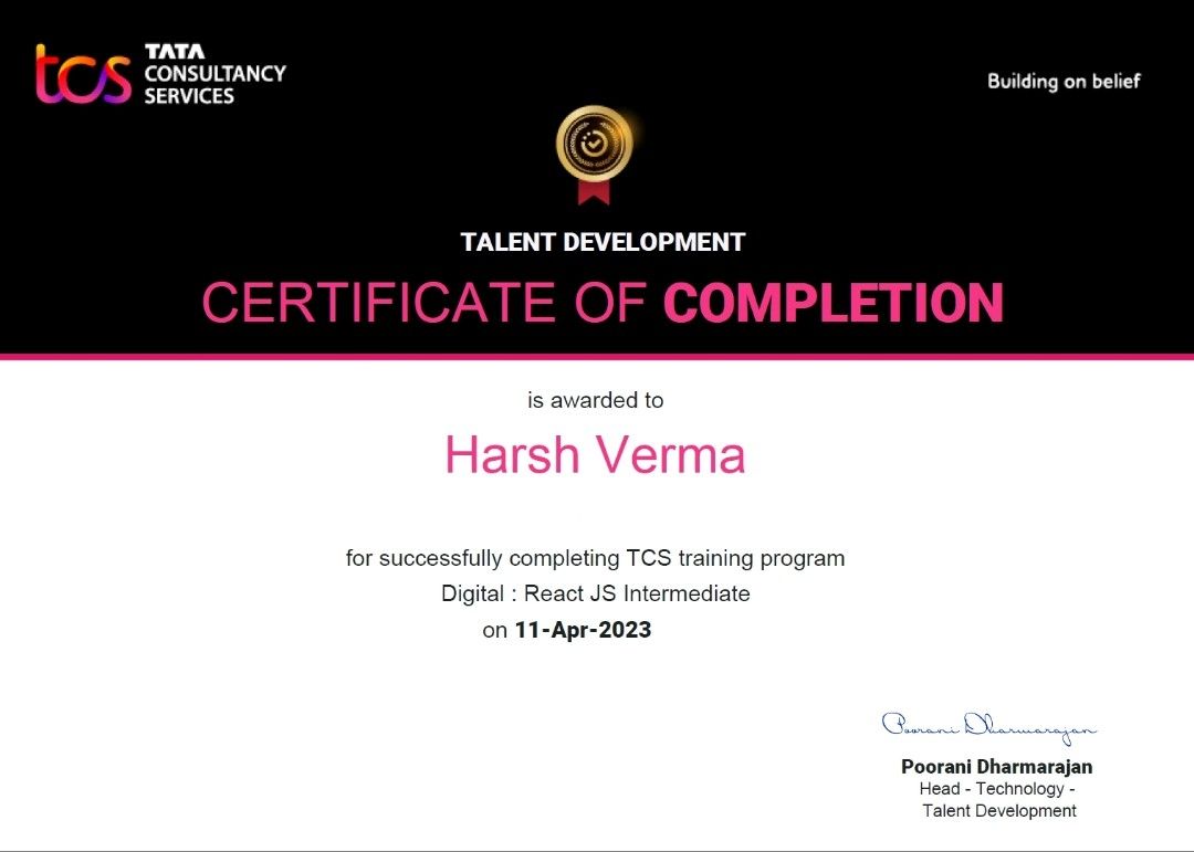 Harsh Verma on LinkedIn: #tcs Harsh Verma on LinkedIn: #tcs