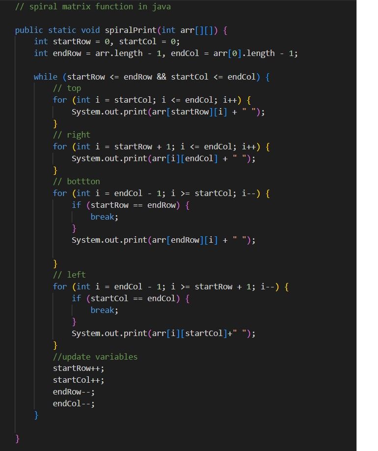 Anand Shankar on LinkedIn: #java #dsa #spiralmatrix Anand Shankar on LinkedIn: #java #dsa #spiralmatrix