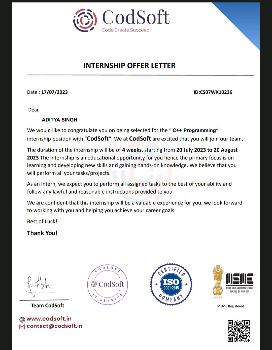 Aditya Singh on LinkedIn: #codesoft #coding #intership Aditya Singh on LinkedIn: #codesoft #coding #intership