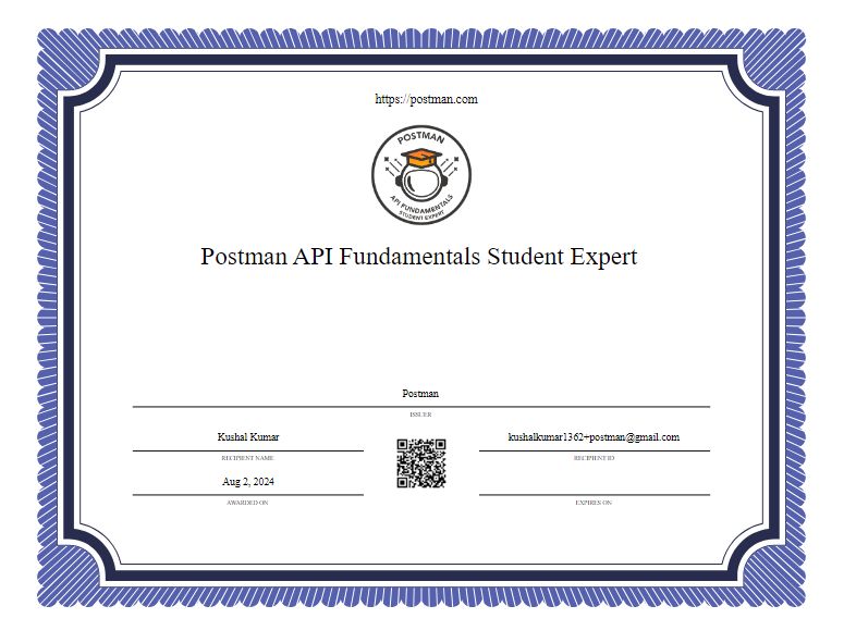 kushal kumar on LinkedIn: #postman #api #certification #apiexpert # ... kushal kumar on LinkedIn: #postman #api #certification #apiexpert # ...