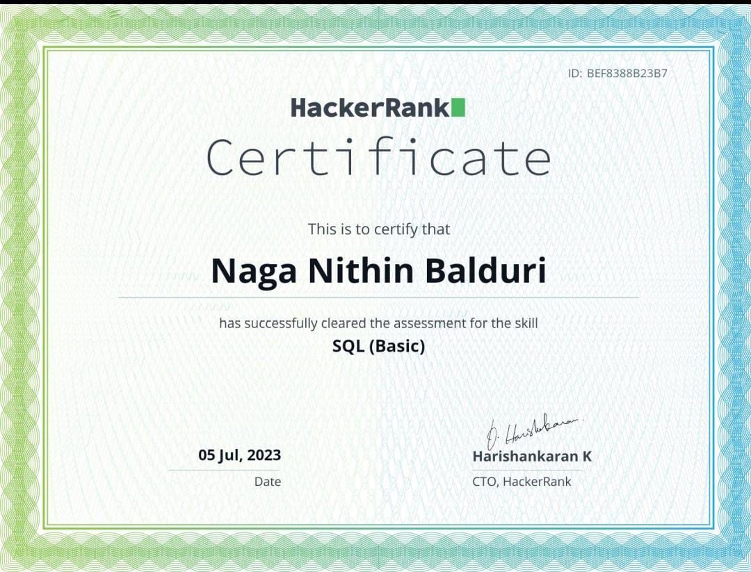 Naga Nithin on LinkedIn: Basic step towards my achievement from Hacker Rank Naga Nithin on LinkedIn: Basic step towards my achievement from Hacker Rank