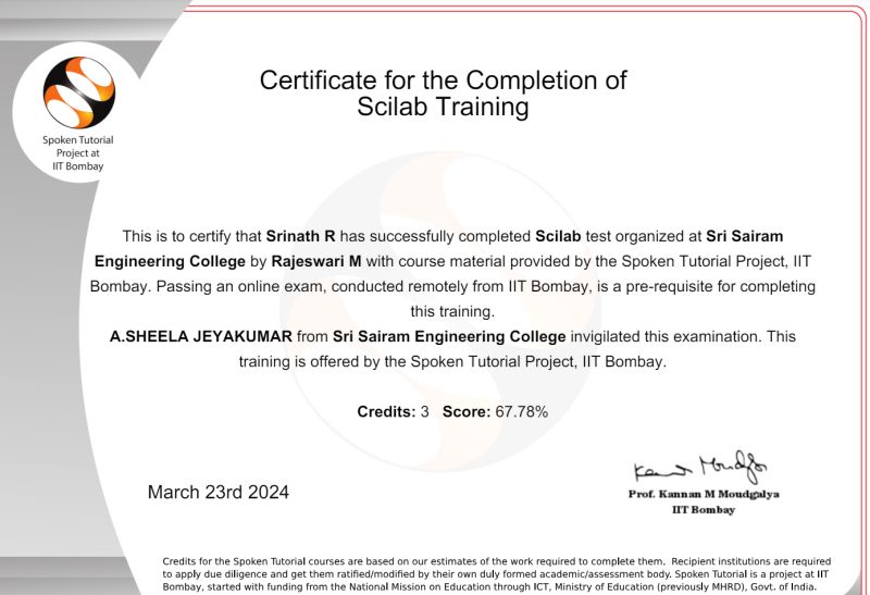 SRINATH R on LinkedIn: 🎓 Happy to share that Srinath R has achieved ... SRINATH R on LinkedIn: 🎓 Happy to share that Srinath R has achieved ...