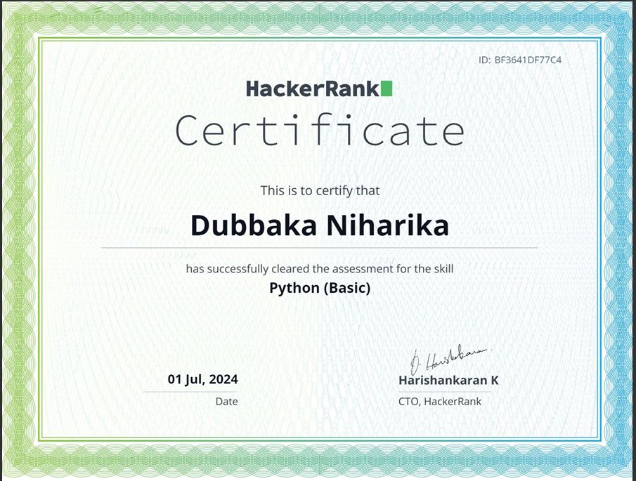 Niharika Dubbaka on LinkedIn: #python #certification # ... Niharika Dubbaka on LinkedIn: #python #certification # ...