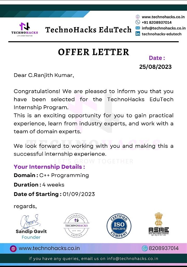 Coding Ranjith on LinkedIn: #c #c #programming #technohacks Coding Ranjith on LinkedIn: #c #c #programming #technohacks