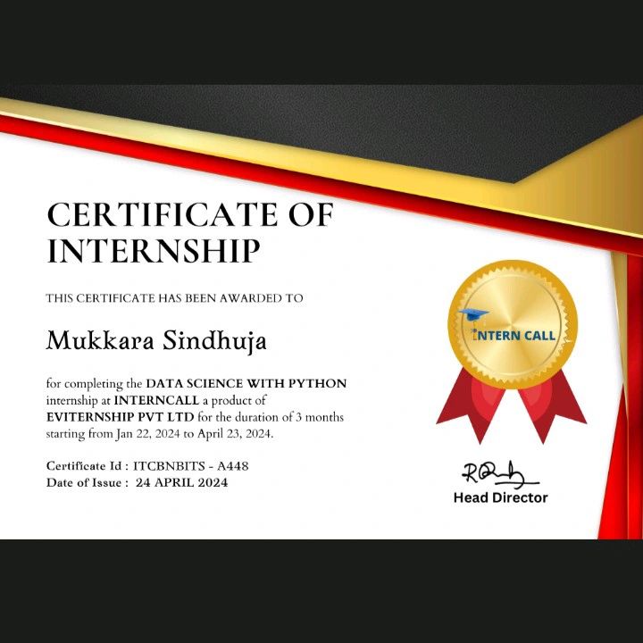 Mukkara Sindhuja on LinkedIn: #interncall #python #datasciencewithpython Mukkara Sindhuja on LinkedIn: #interncall #python #datasciencewithpython