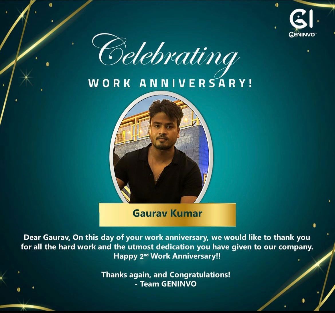 Gaurav kumar on LinkedIn: #workanniversary #geninvo #careermilestone # ... Gaurav kumar on LinkedIn: #workanniversary #geninvo #careermilestone # ...
