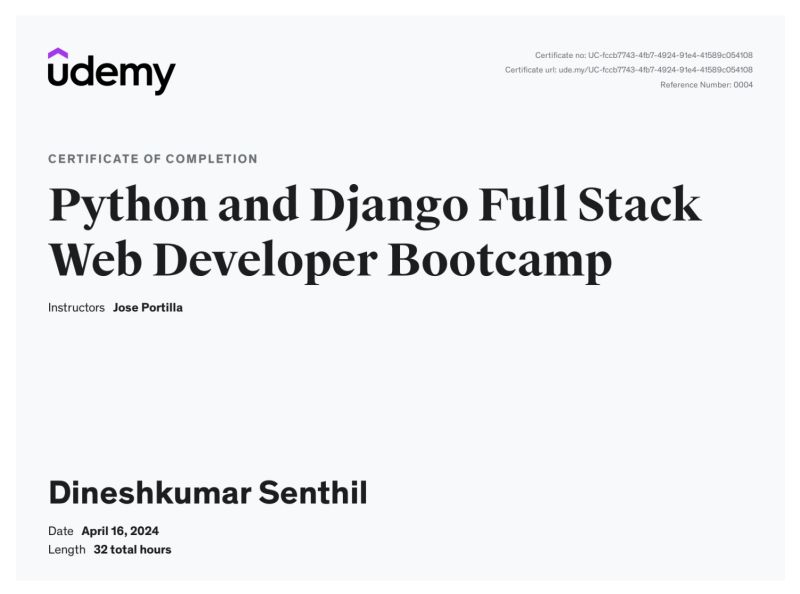 Dineshkumar Senthil on LinkedIn: #python #django #fullstackdeveloper # ... Dineshkumar Senthil on LinkedIn: #python #django #fullstackdeveloper # ...
